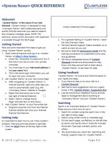 Quick Reference Sheet - Lightlever Systems Microsoft 365